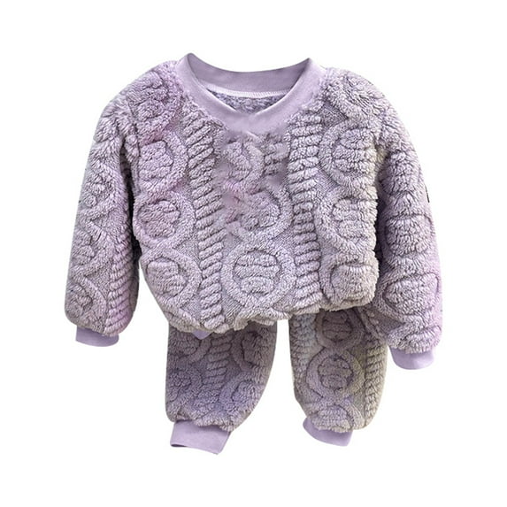 Bysome Toddler Girl Pajamas 2 Piece Kids Boys Winter Fleece Pyjama Set Warm Flannel Set Tops ...