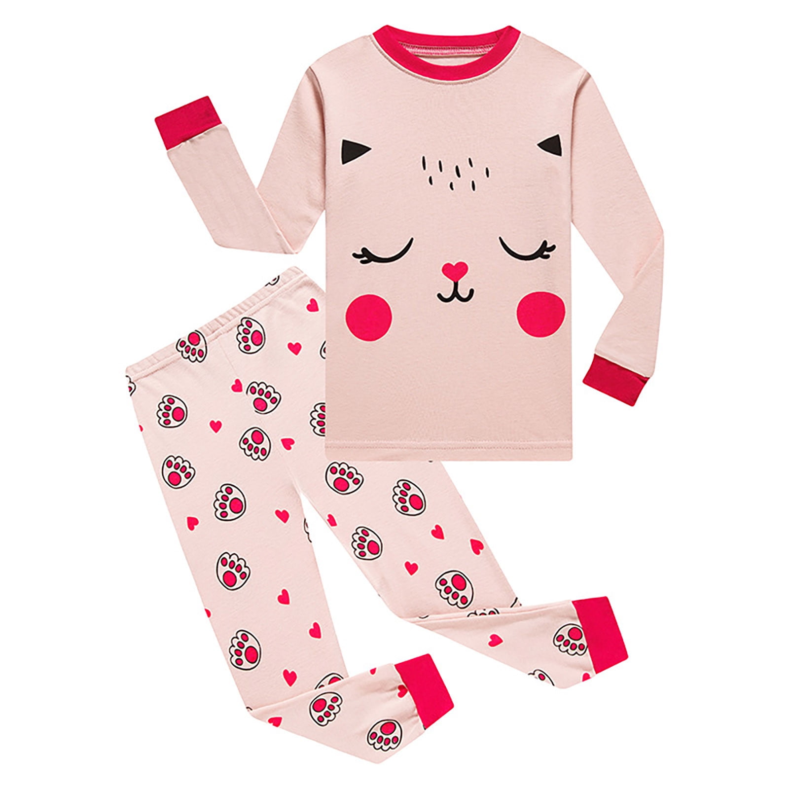 Bysome Toddler Girl Pajamas Kids Boys Pajamas 2 Piece Pjs Set 100%Cotton Long Sleeve Crew Neck ...