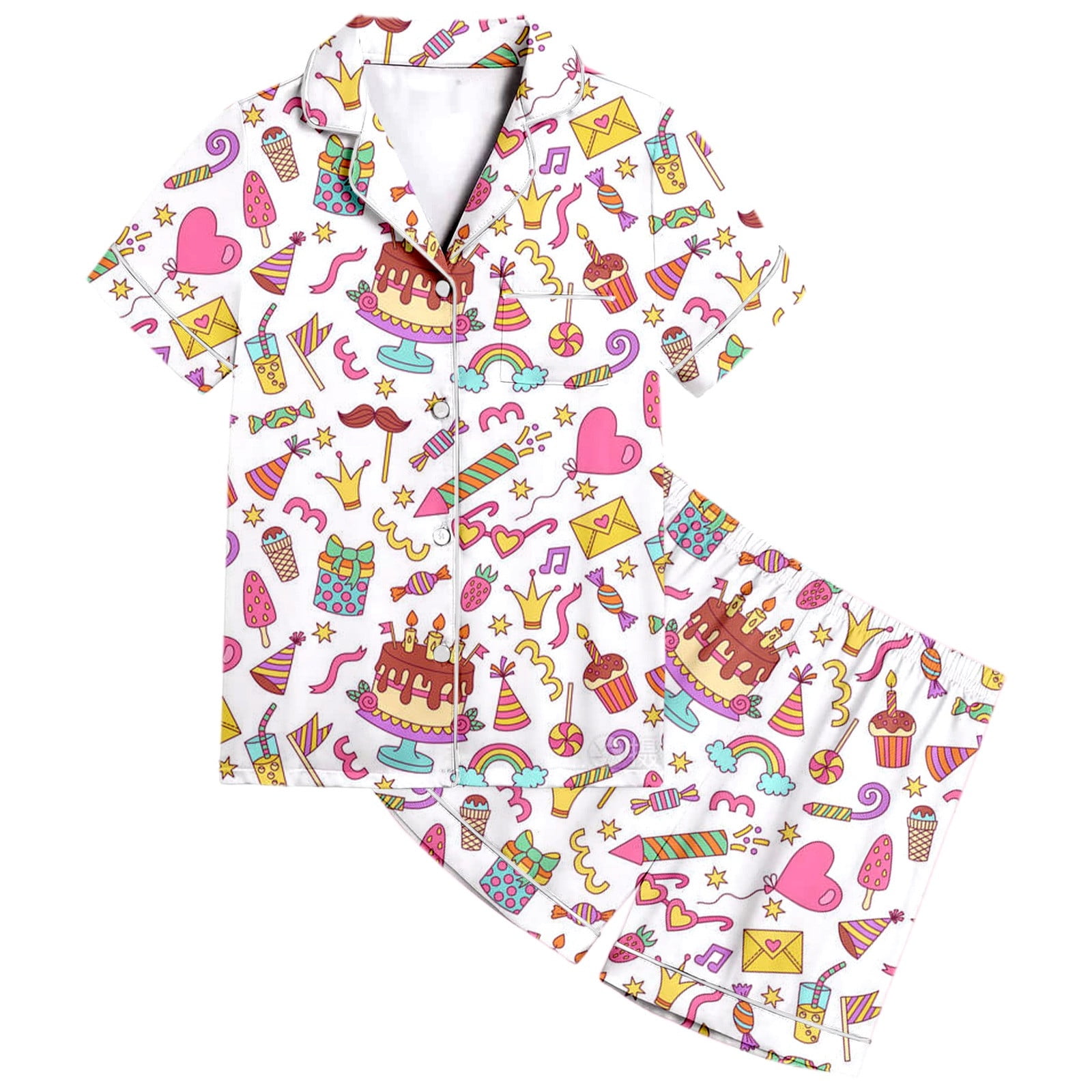 Bysome Toddler Girl Pajamas Kids Cake Pattern Printed Short Sleeve ...