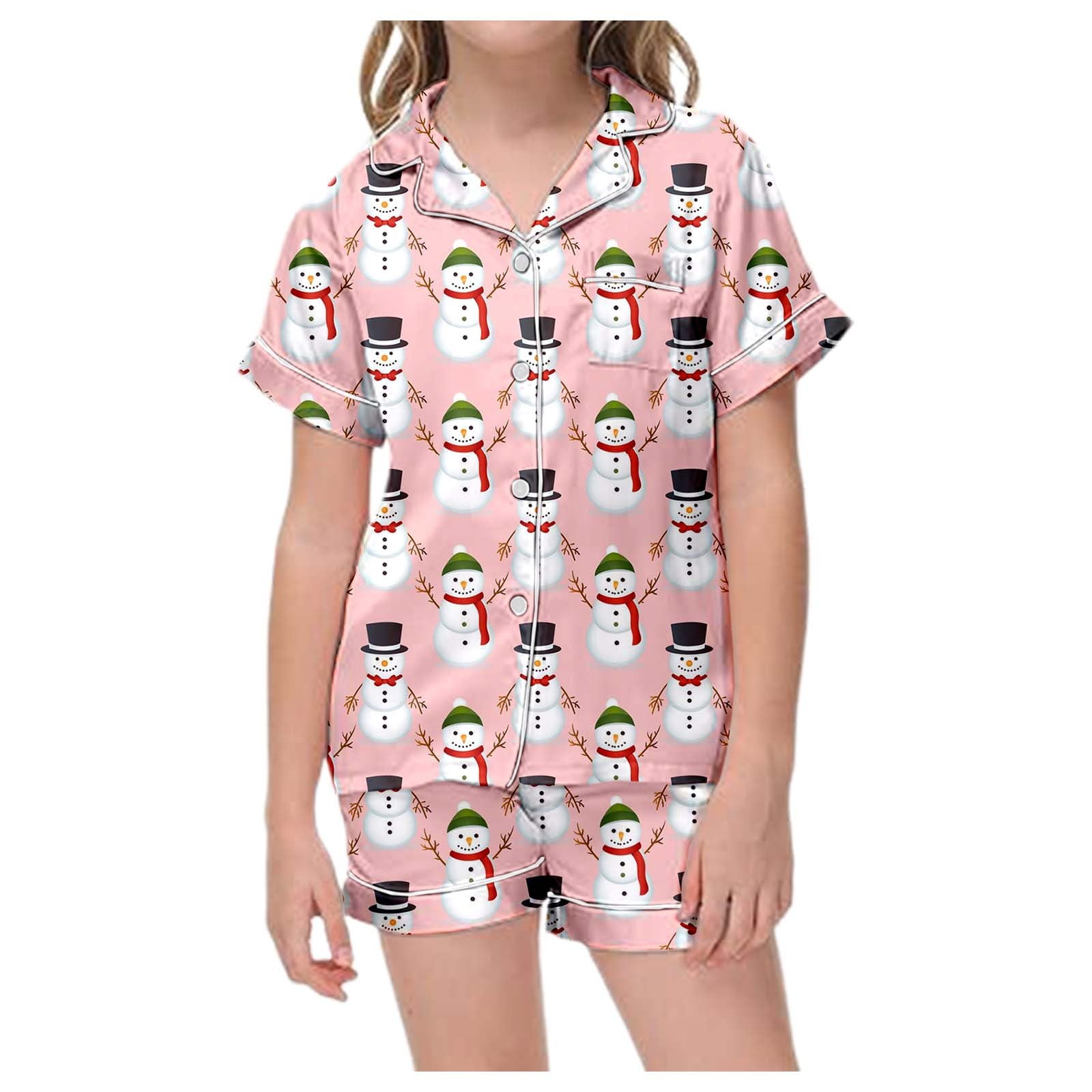Bysome Toddler Girl Pajamas Kids' Christmas Classic Print Button Down ...
