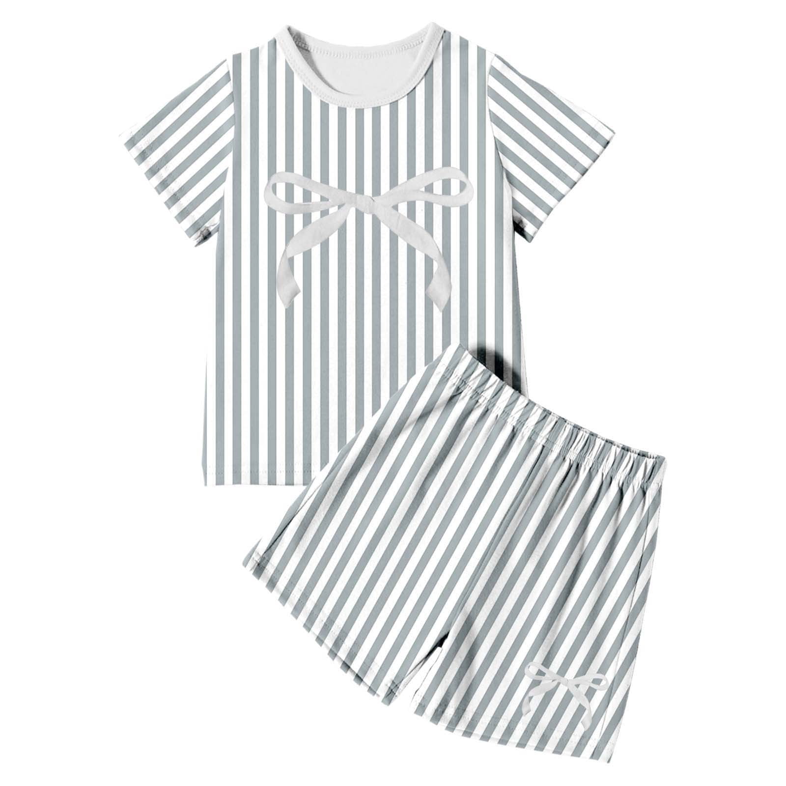 Bysome Toddler Girl Pajamas Summer Set Style Short Sleeve Striped Two ...