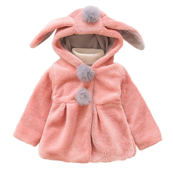 Bysome Toddler Girls Coat Baby Winter Warm Thick Cotton Long Sleeve Rabbit Ear Hooded Clothes ...