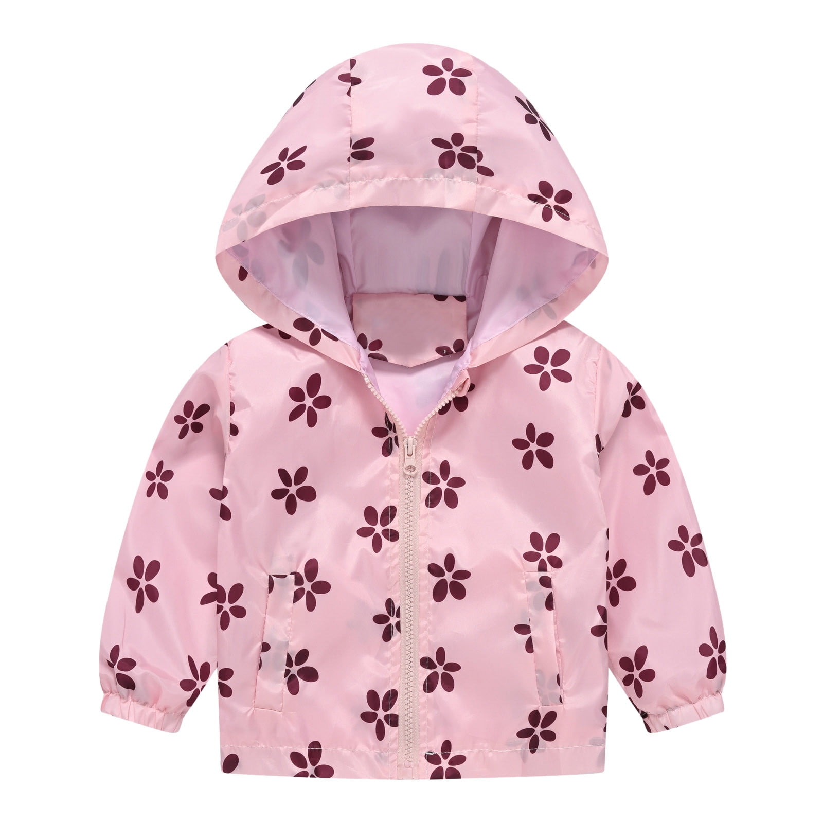 Bysome Toddler Girls Coat Boys Cartoon Prints Casual Light Hooded Jacket Windproof Zipper ...