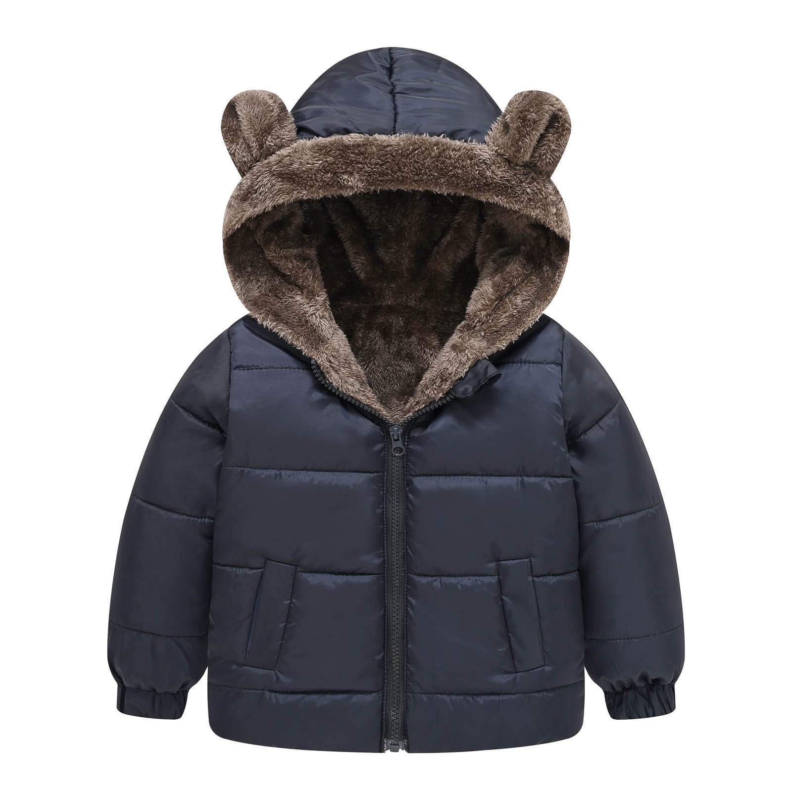 Bysome Toddler Girls Coat Boys Winter Bear Ears Hooded Jacket Reversible Wear Thicken Windproof ...