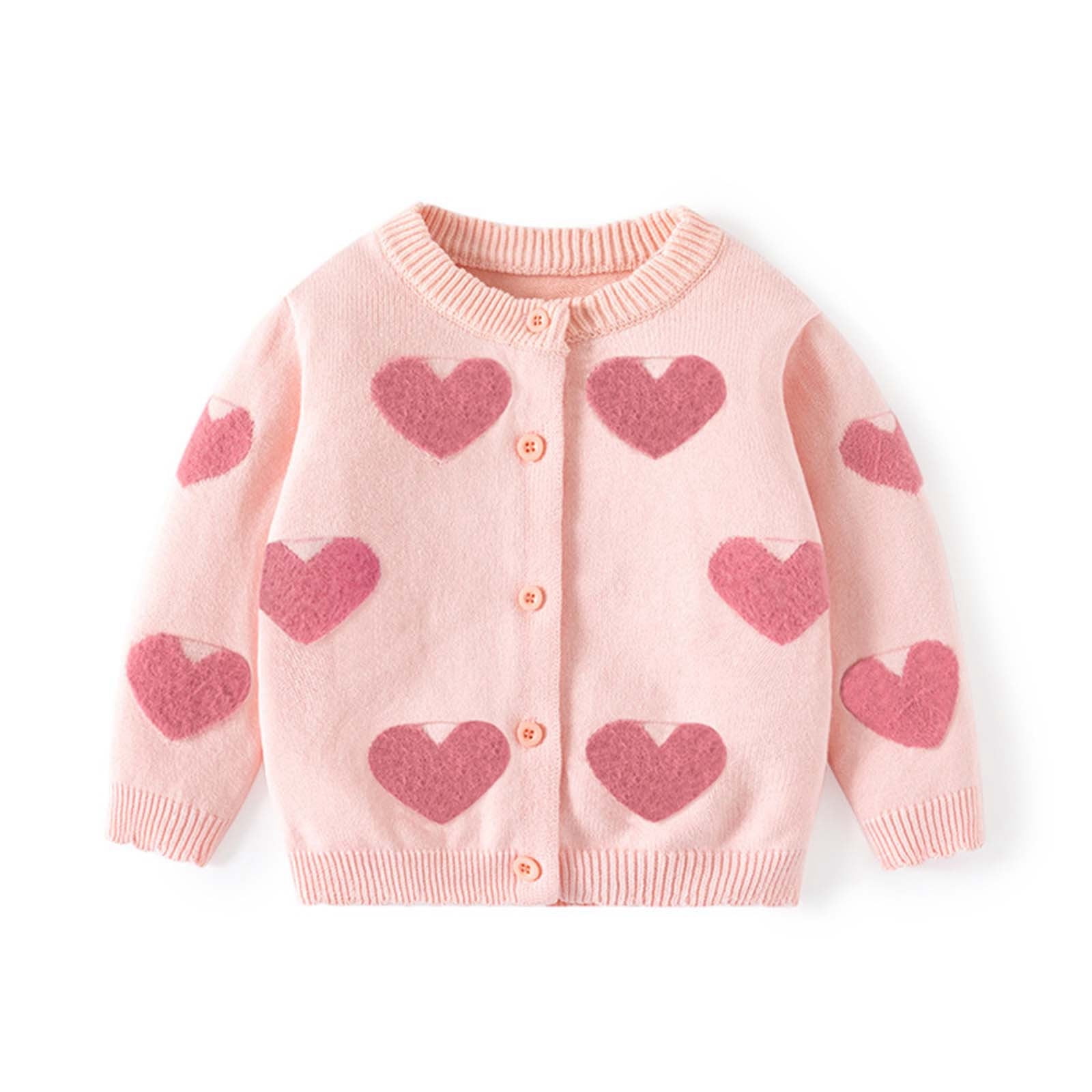 Bysome Toddler Girls Coat Cute Baby Hearts Knit Cardigan Sweater Loose ...
