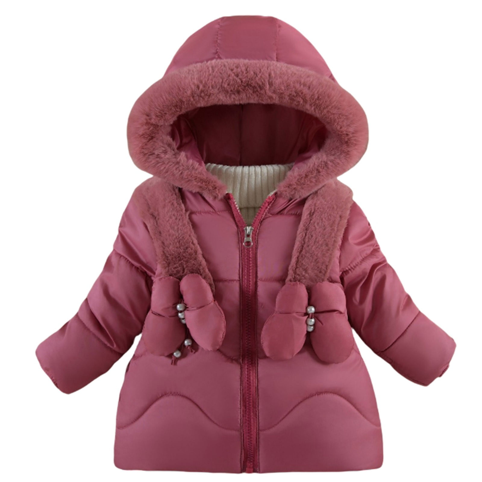 Bysome Toddler Girls Coat Winter Hooded Warm Down Jacket Stylish Winter For Long Sleeve Crew ...