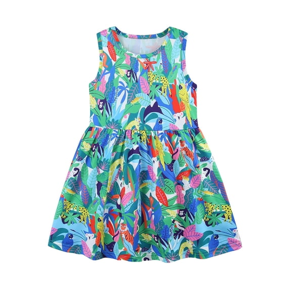Bysome Toddler Girls Dress Graphic Print Sleeveless Crew Neck Summer ...