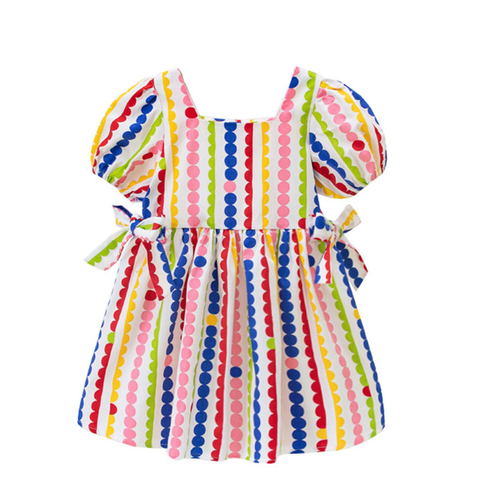 Bysome Toddler Girls Dress Polka Dot Print Short Sleeve Square Neck ...