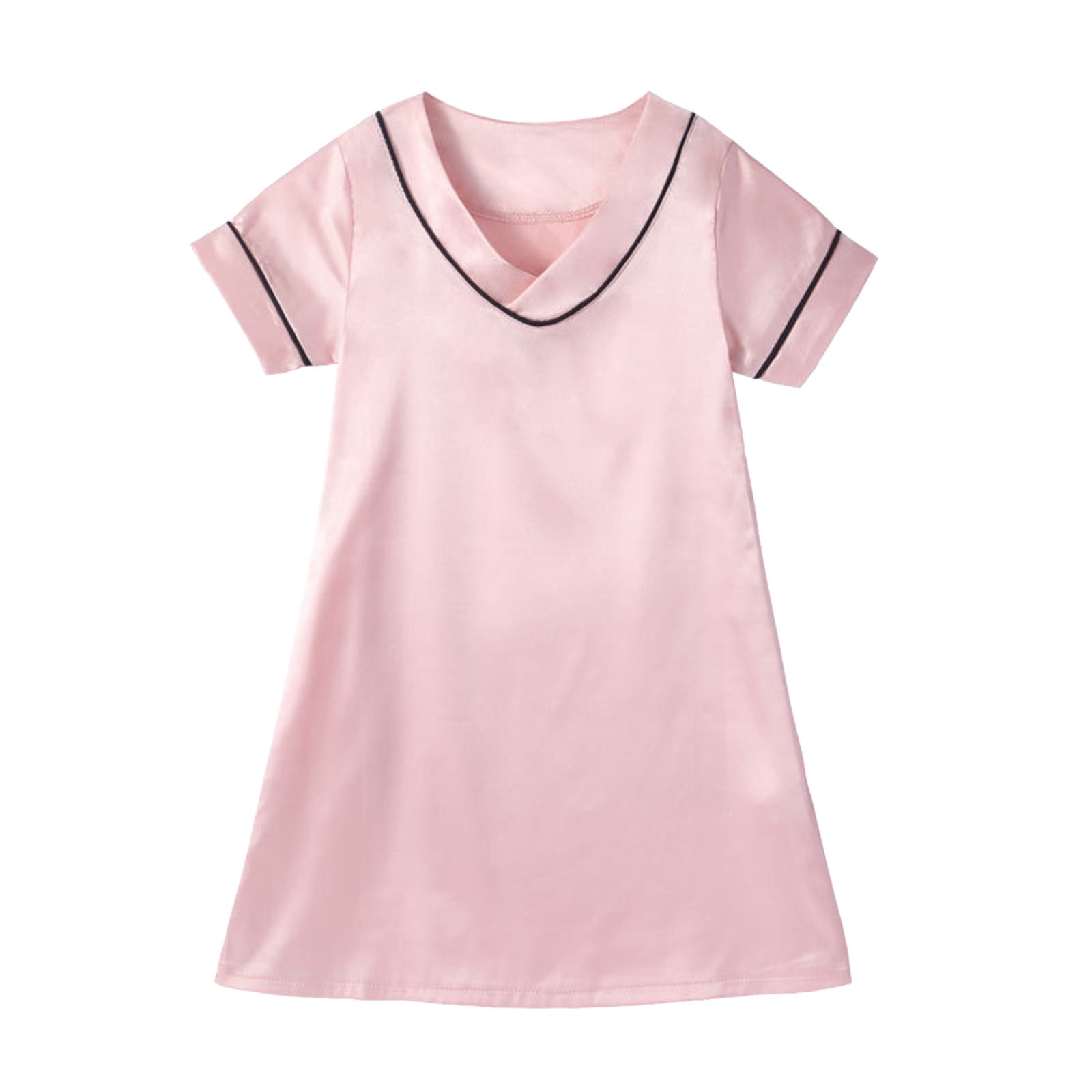 Bysome Toddler Girls Dress Solid Color Short Sleeve V-Neck Summer ...