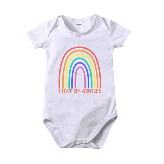 Bysome Toddler Girls Romper Rainbow Print Short Sleeve Crew Neck Onesie ...