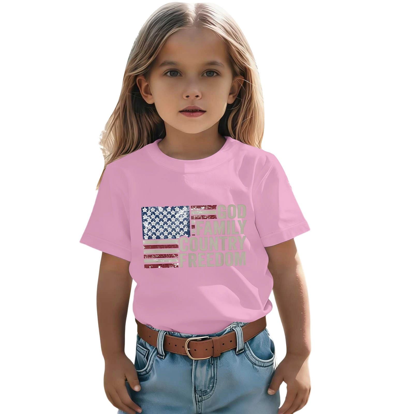 Bysome Toddler Girls T-Shirts 4Th Of July Flag Print Summer Casual ...