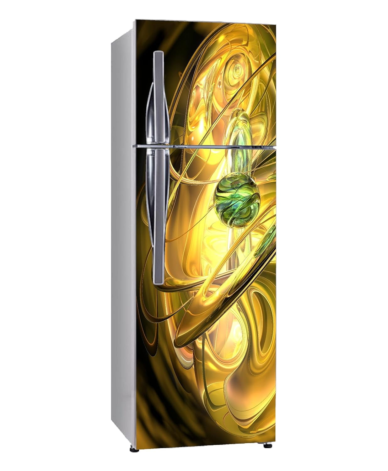 Byte Shop Decorative Abstract 3D Golden Beautiful Design Extra lardge Fridge Sticker for Fridge ...