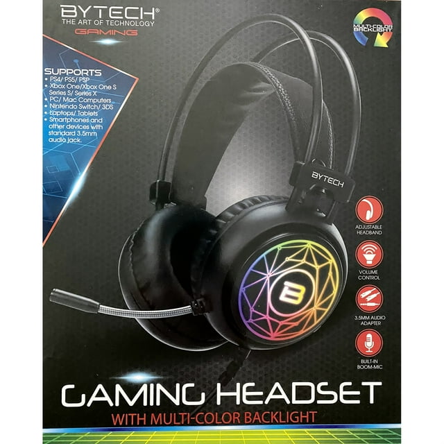 Bytech BYGAOH104GR Light Up Gaming Headset - Walmart.com