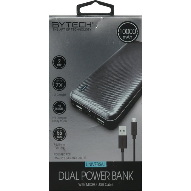Portable Bytech 10,000 Mah Dual Power Bank, BYPB10101BK - Walmart.com