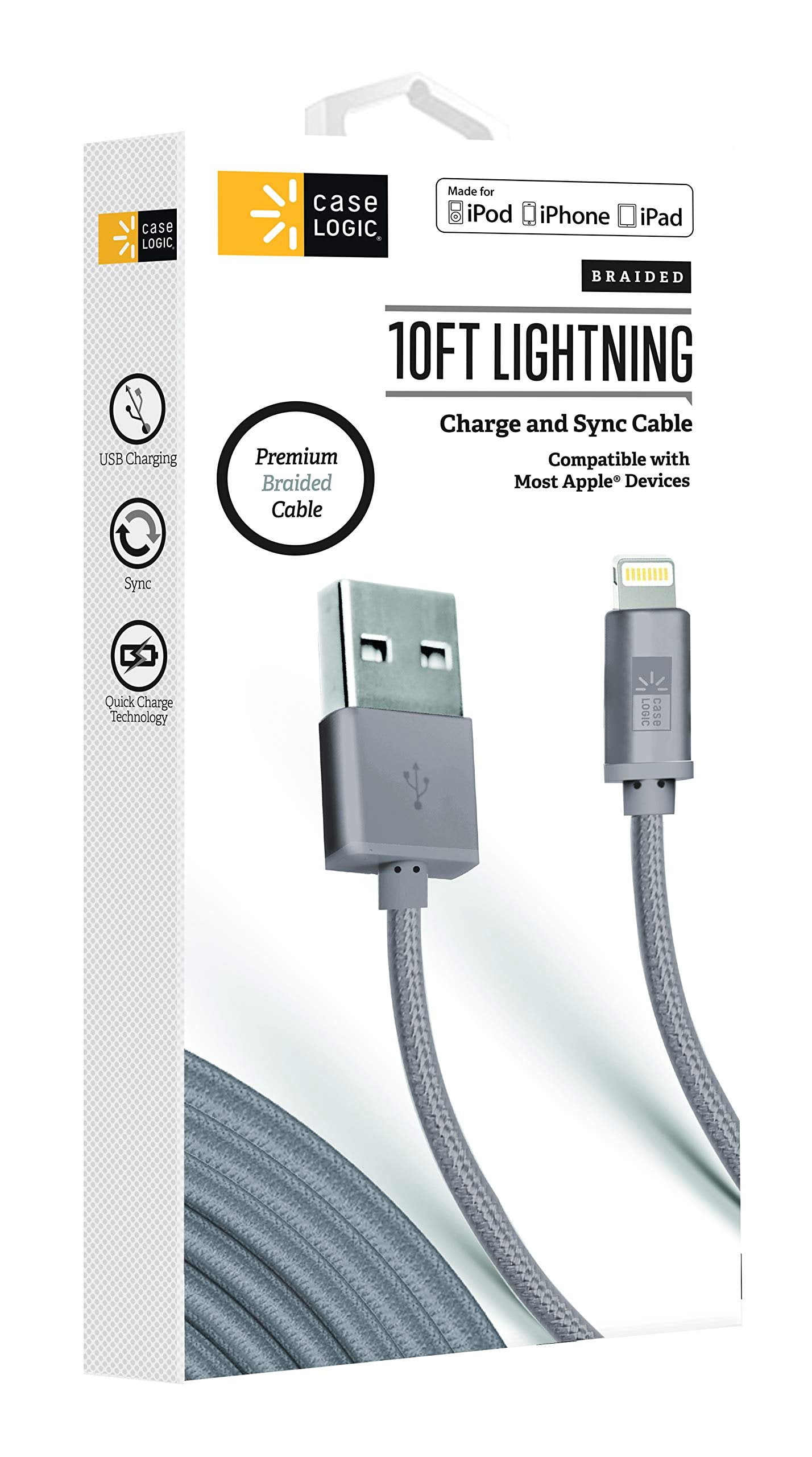 Case Logic CLLPCA113GY 10 Ft Fabric Lightning Cable - Walmart.com