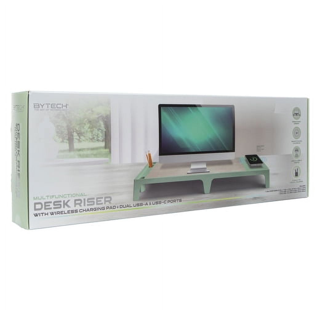 Bytech multi-function Desk Riser with wireless Charging Pad + Dual USB ...