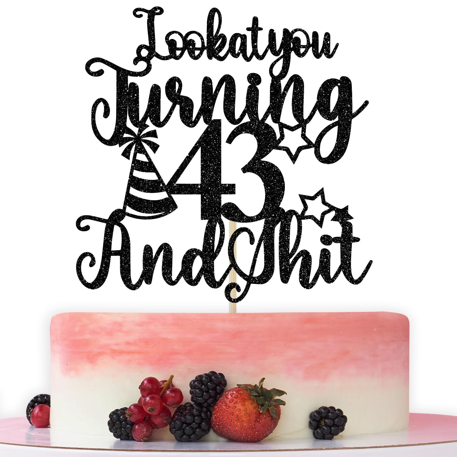 Bytorjar Happy 43rd Birthday Cake Topper, TVS1 43rd Birthday Cake Decor ...