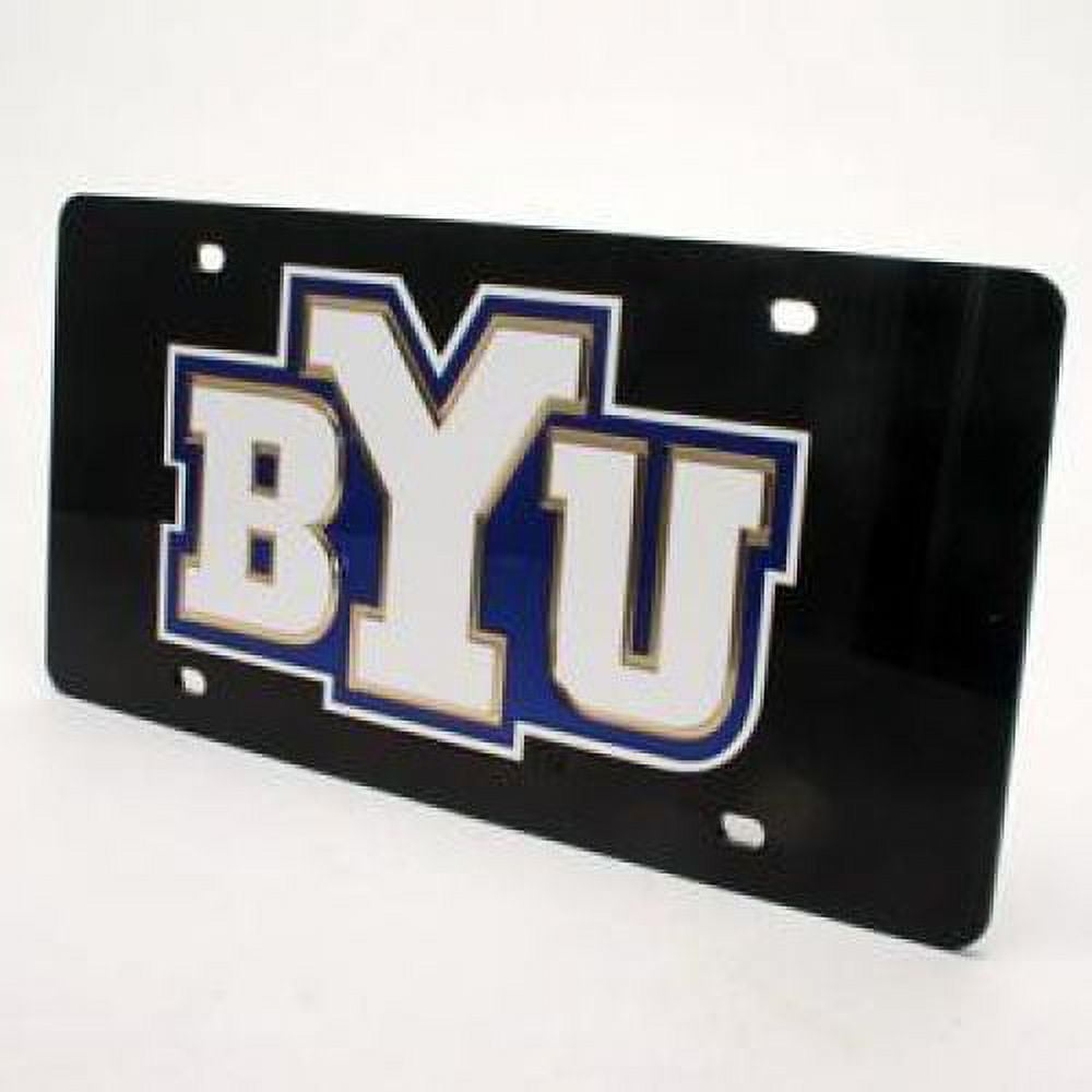 Byu Cougars Inlaid Acrylic License Plate - Black Background - Walmart.com