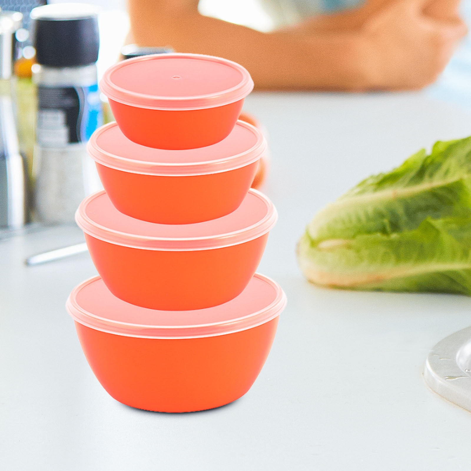 Byujiro 4-Piece Round Food Storage Container Set Airtight Lids for ...