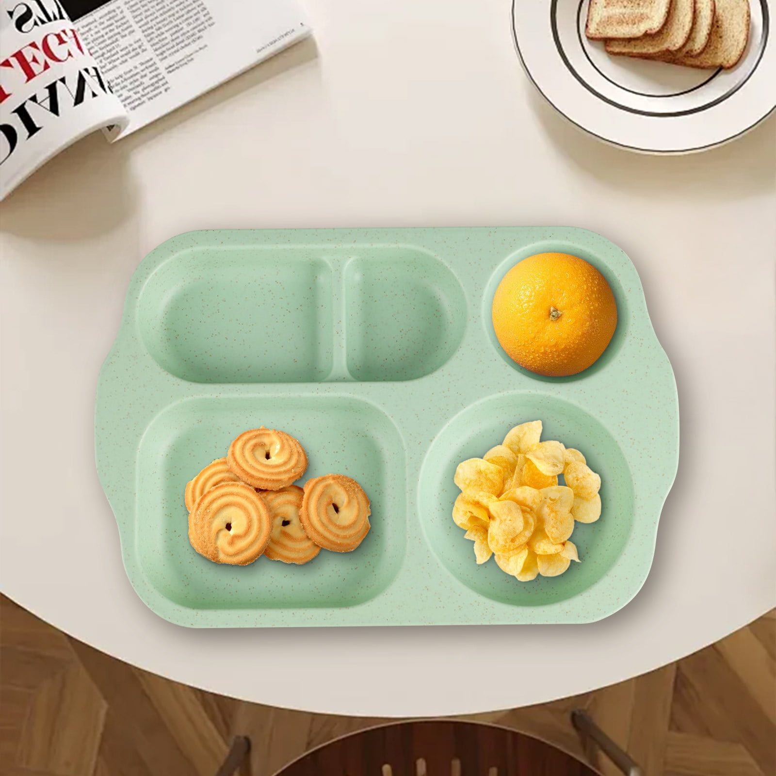 Byujiro 5-Compartment Food Plate Easy to Clean & Stackable, Ideal for ...