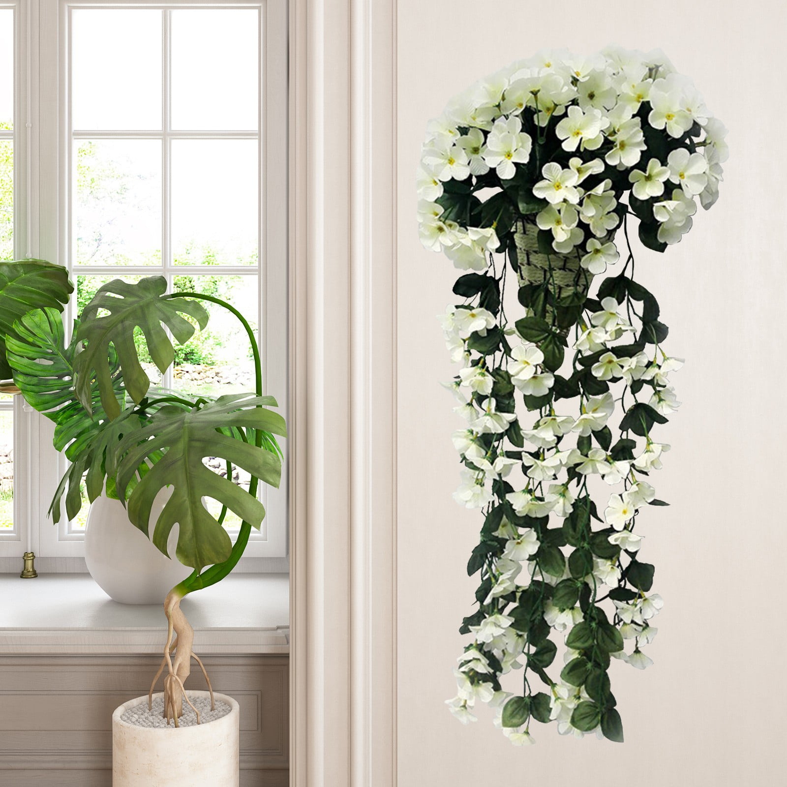 Byujiro Artificial Violet Vine Wall Hanging Realistic Fake Floral Decor ...