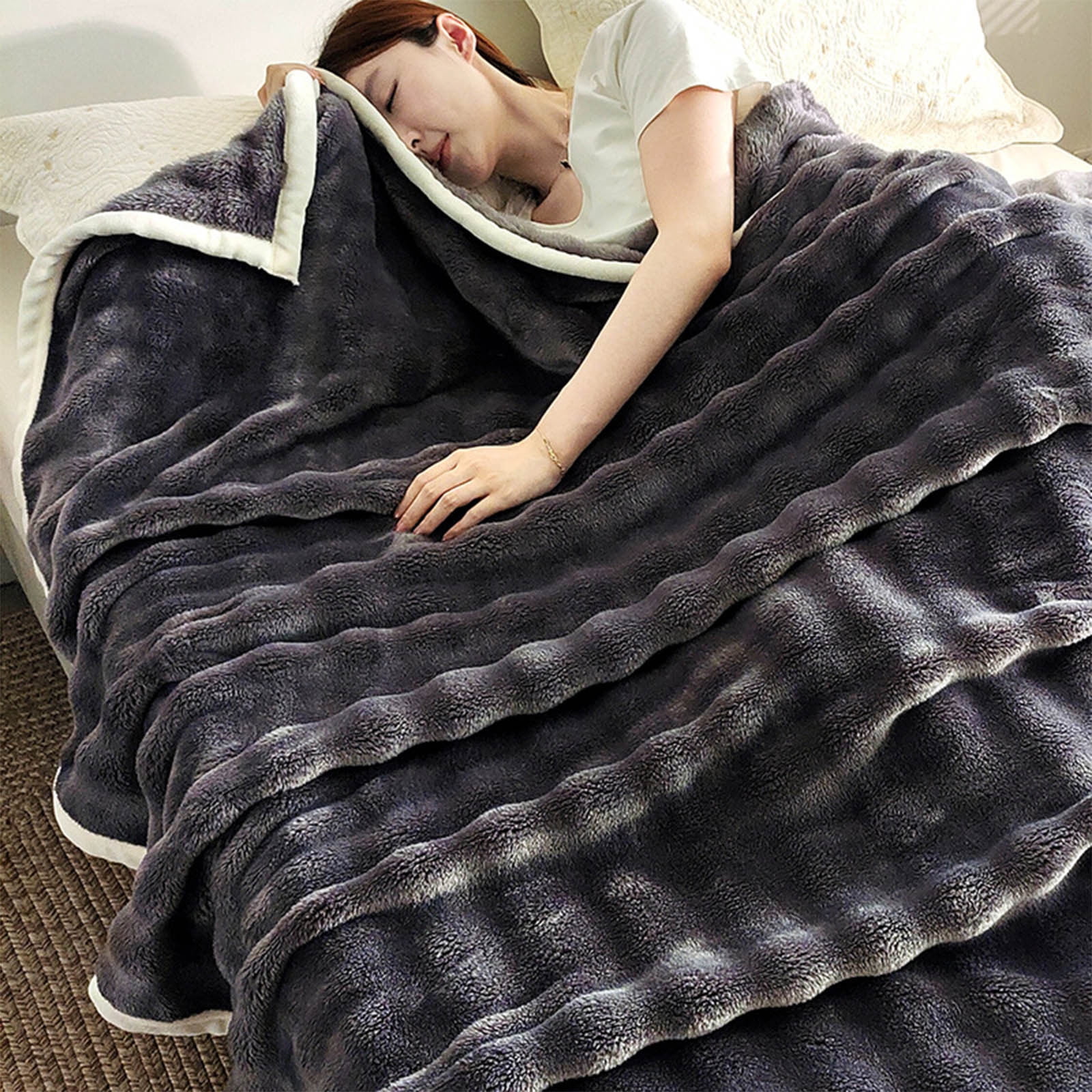 Byujiro Blanket Flannel Blanket Person Blanket Embroidered Knee Blanket ...