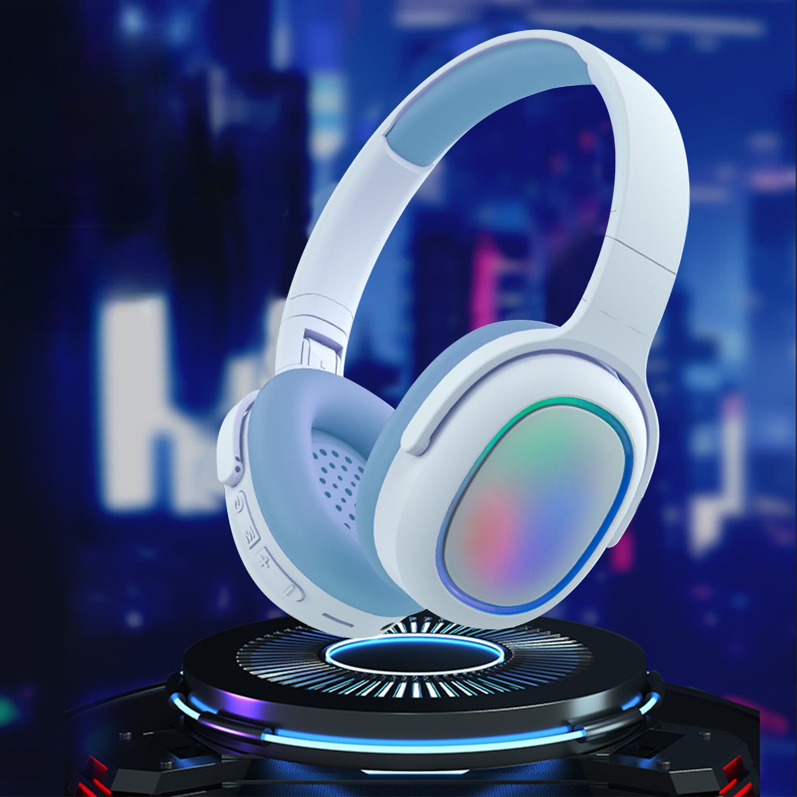 Byujiro Bluetooth 5.3 Wireless Headphones Cool Light Effect Call Active ...