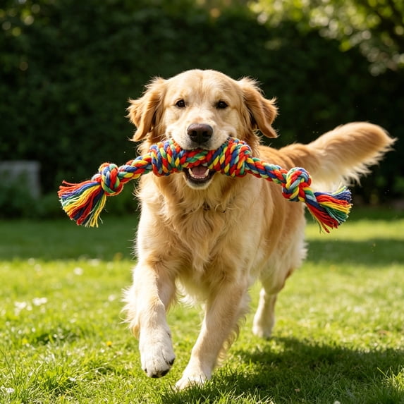 Byujiro Braided Cotton Rope Tug Toy for Dogs Colorful Chew Knot Toy ...