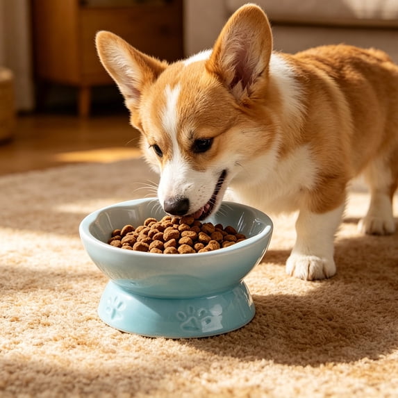 Byujiro Ceramic Elevated Slow Feeder Cat Bowl Neck-Friendly Tilted Anti ...