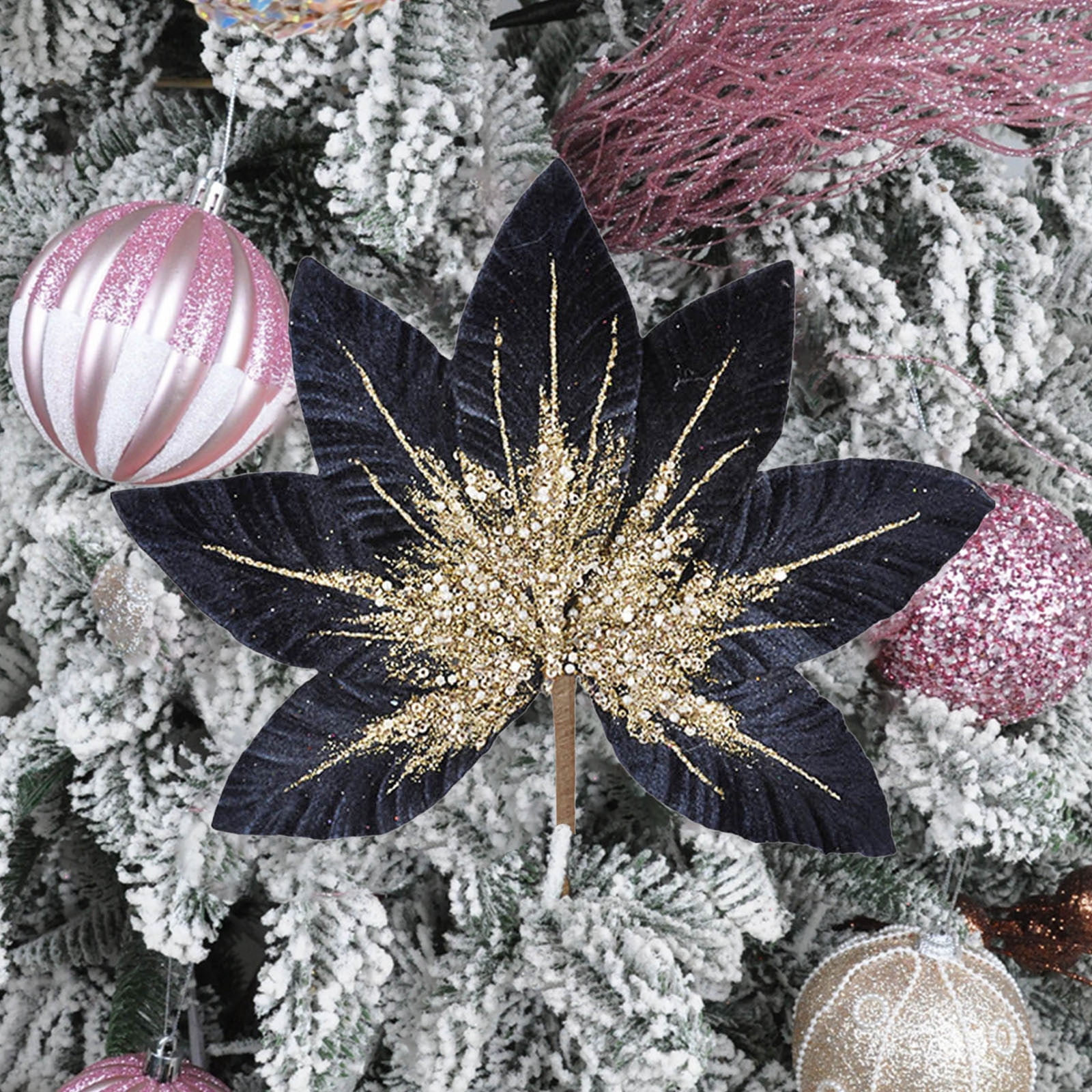 Byujiro Christmas Tree Decor Accessories ealistic Christmas Flowers for ...