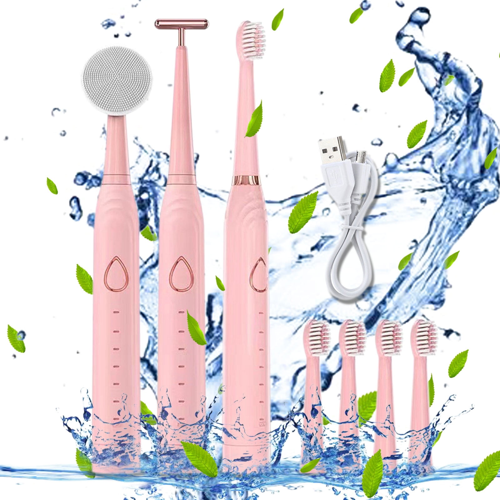 Byujiro Electric Toothbrush, Beauty Toothbrush Set, with 5 Toothbrush ...