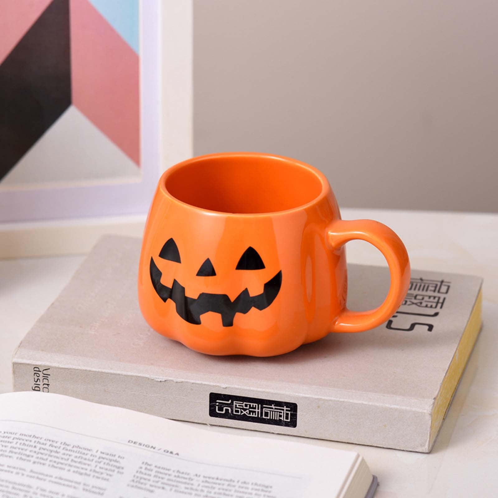 Byujiro Halloween Mug Pumpkin Shaped Ceramic Coffee Cup Cute Office ...
