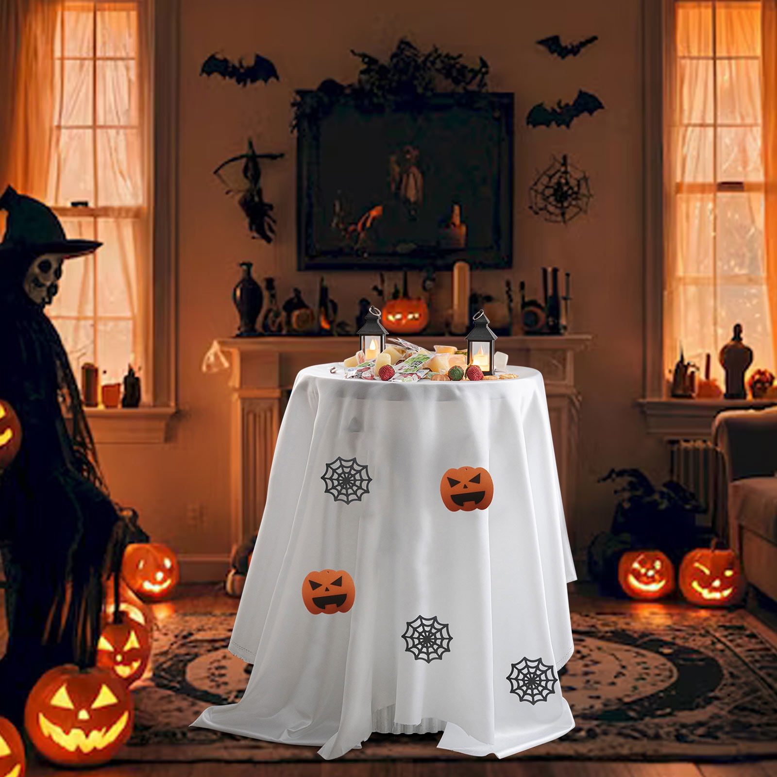 Byujiro Halloween Party Decorations Halloween Tablecloth Web Pumpkin ...