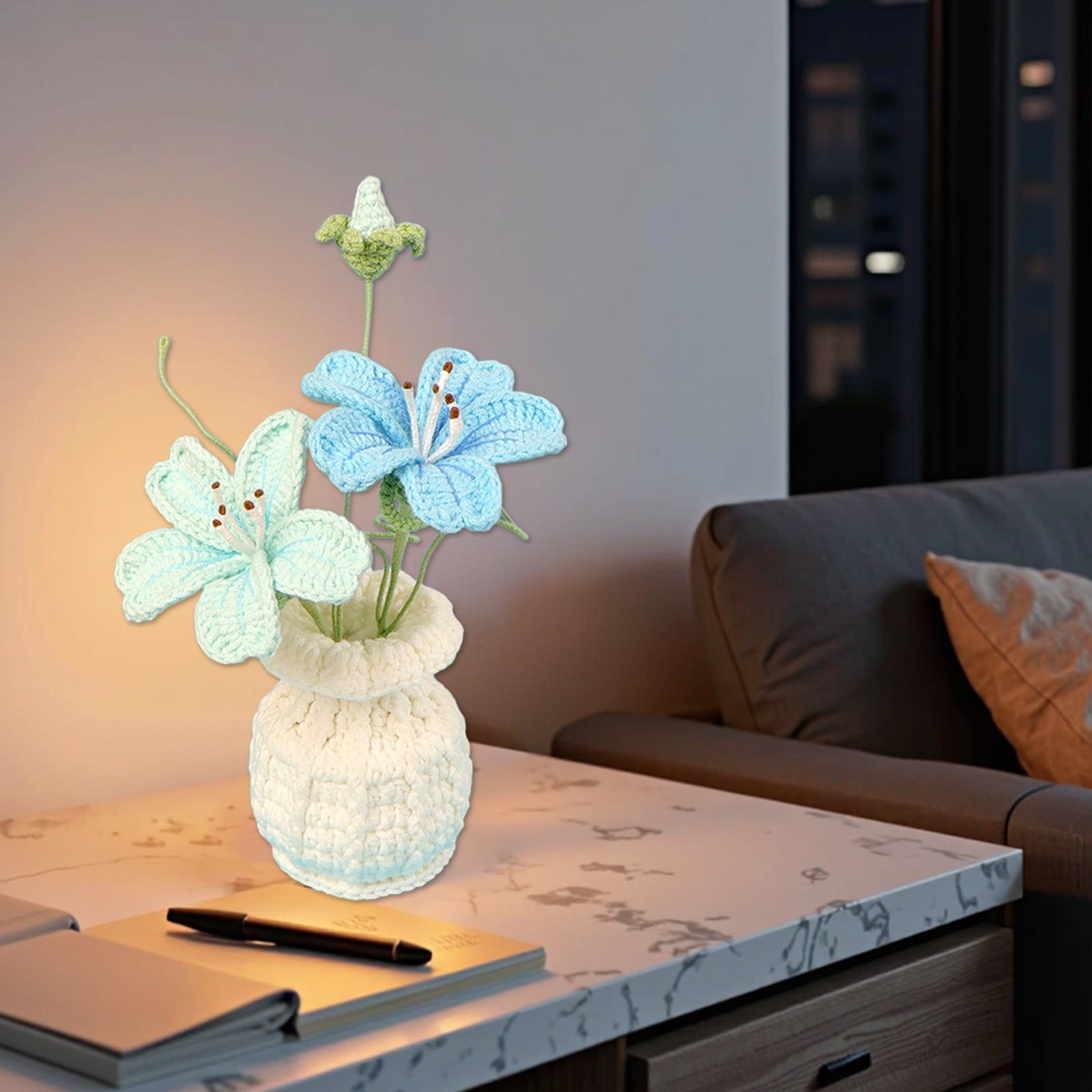 Byujiro Handmade Crochet Potted Plant Home Decoration Yarn Weaving ...