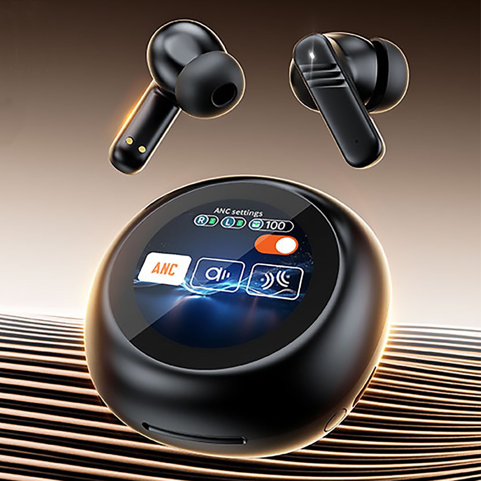 Byujiro Intelligent Control Round Screen ANC Active Noise Reduction LED ...