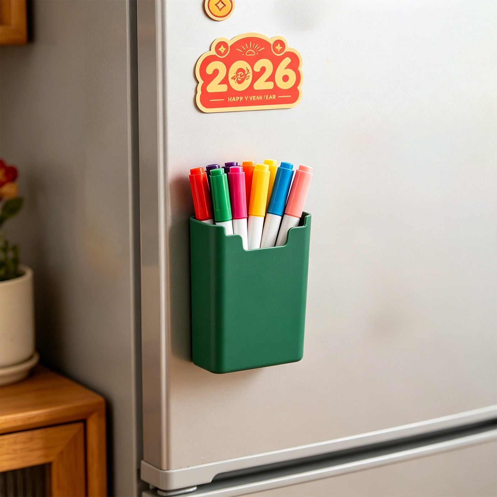 Byujiro Magnetic Wall Mount Pen Holder Removable Hanging Plastic Pencil ...