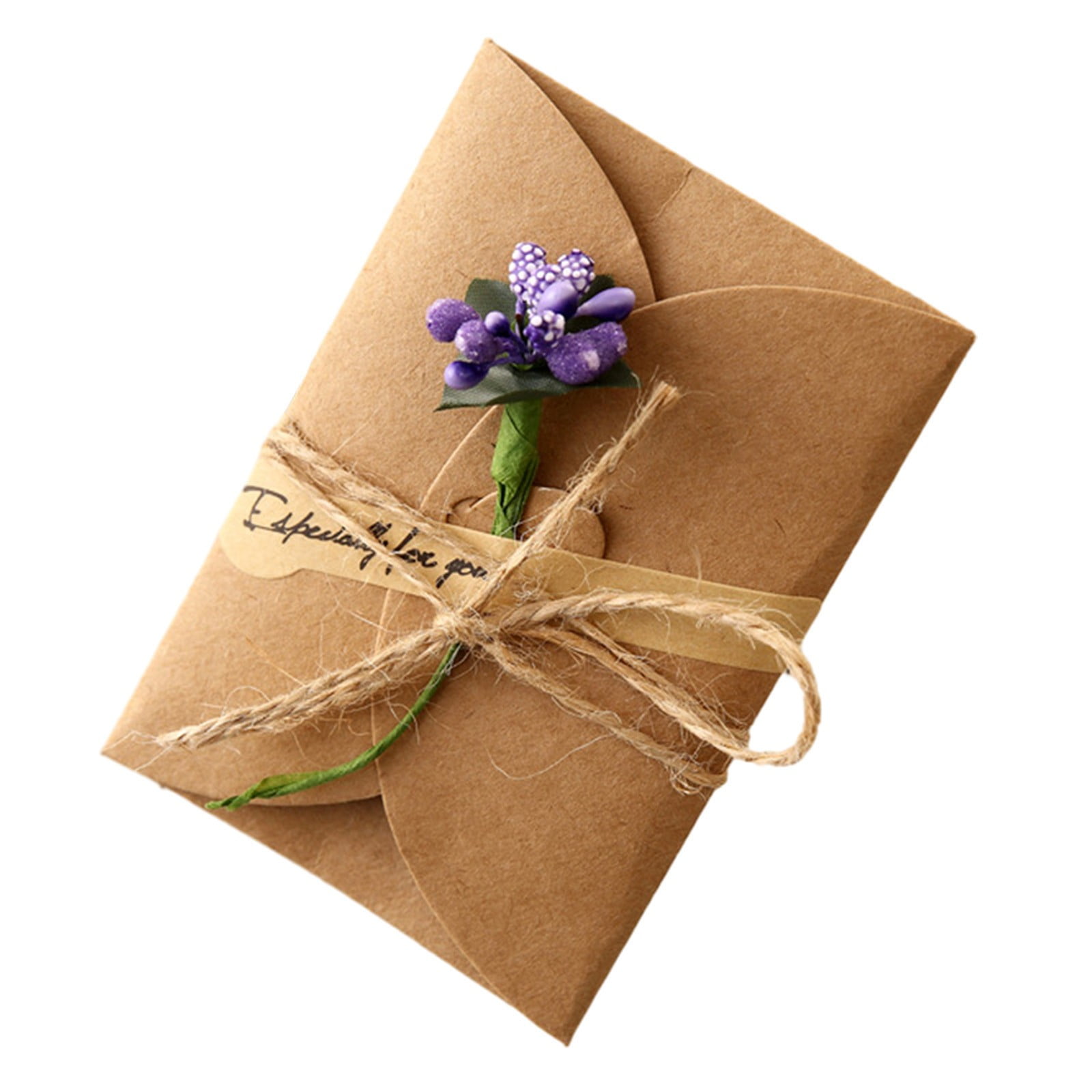 Byujiro Mini Kraft Paper Greeting Card Set Handmade Floral Accent Blank ...