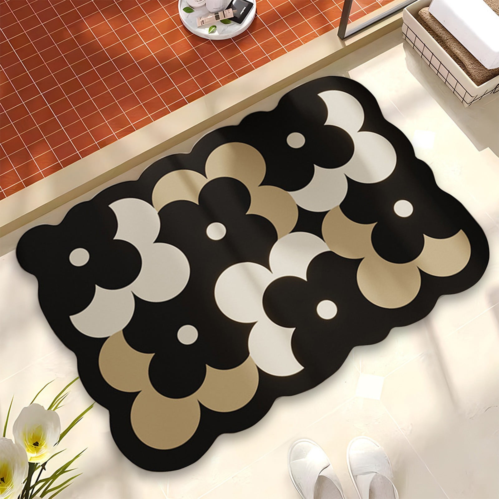 Byujiro Non Slip Bath Mat Bathroom Foot Mat Non-Slip Easy Clean Front ...
