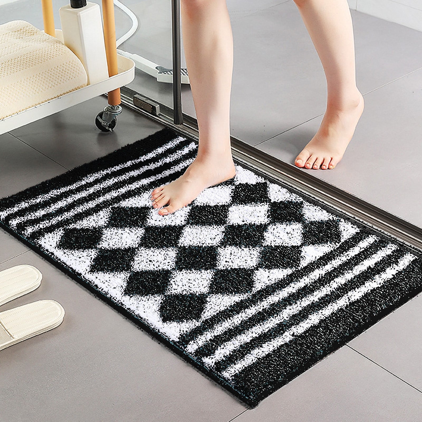 Byujiro Non Slip Bath Mat Concise Style Floor Mats Non Slip Bathroom ...