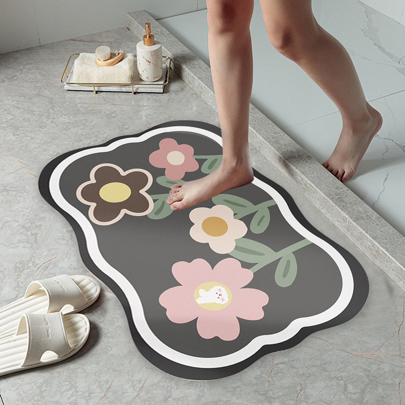 Byujiro Non Slip Bath Mat Diatomite Floor Mat Household Bathroom ...