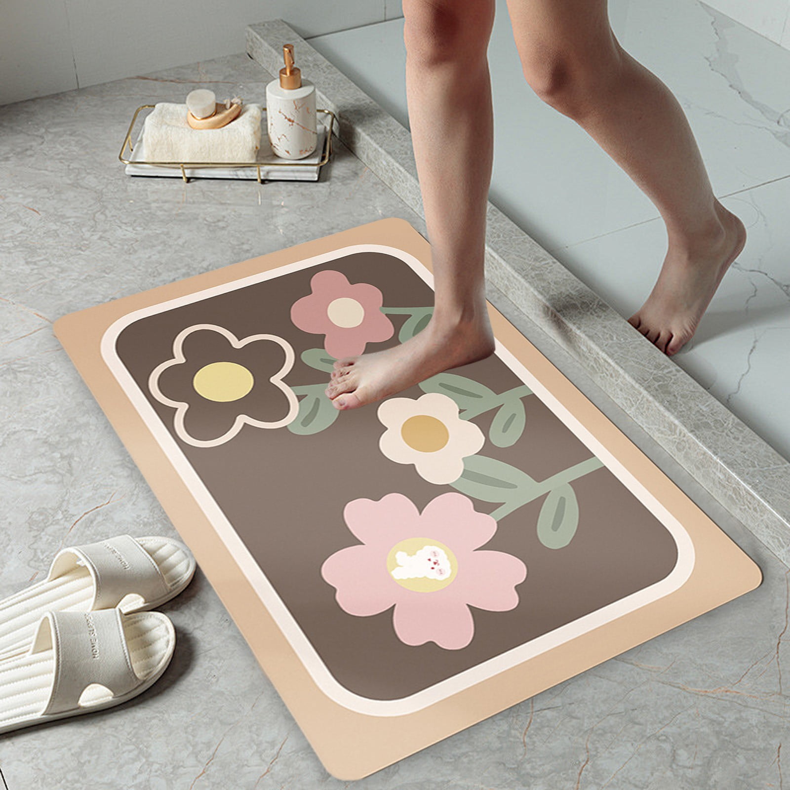 Byujiro Non Slip Bath Mat Diatomite Floor Mat Household Bathroom ...