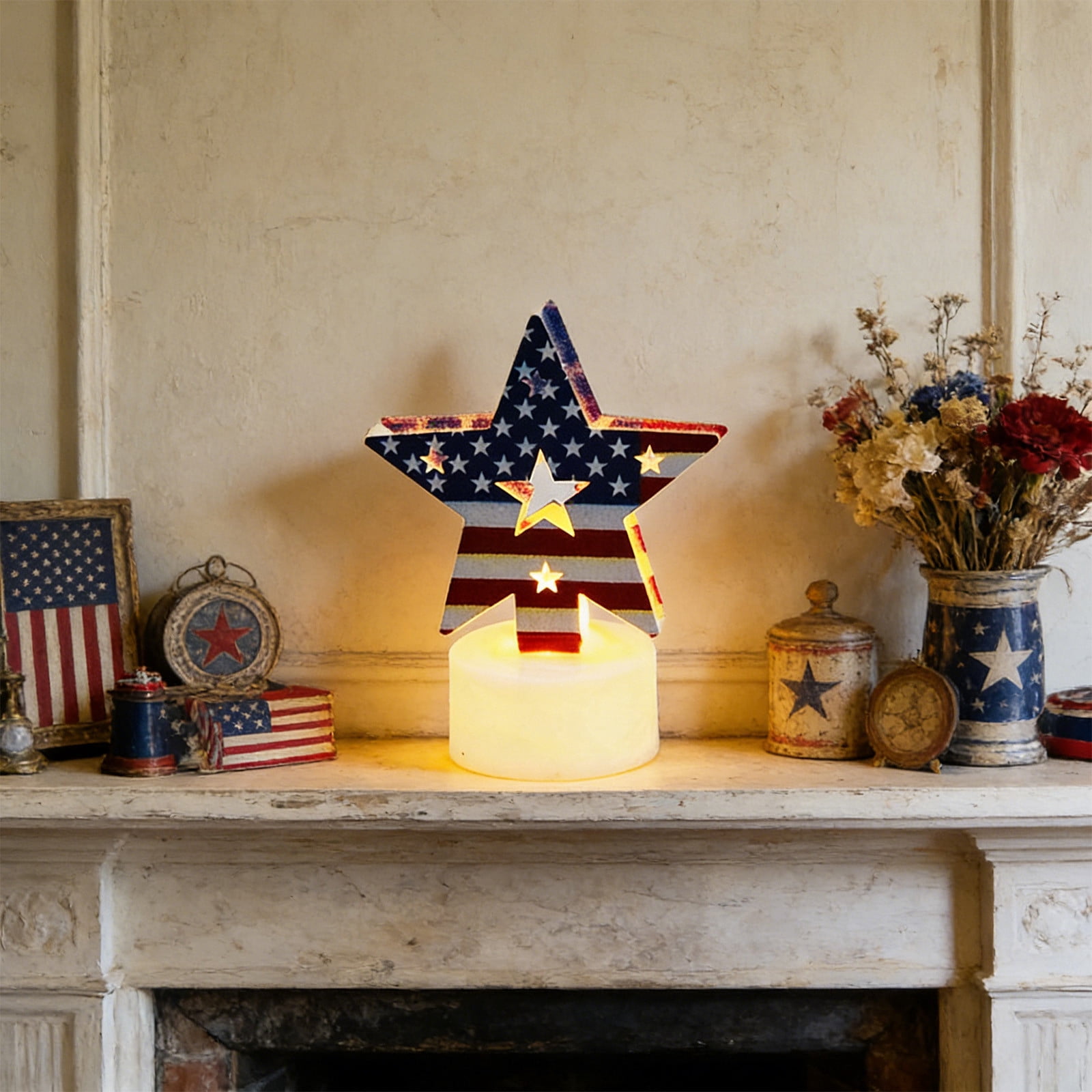 Byujiro Patriotic Star LED Night Light 4th of July American Flag Design ...