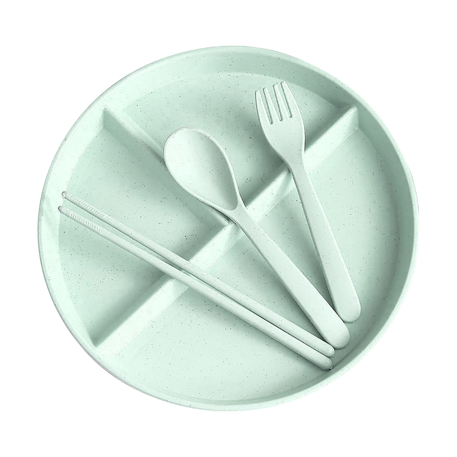Byujiro Plate Set 4-Piece Divided Dinnerware with Spoon Fork Chopsticks ...