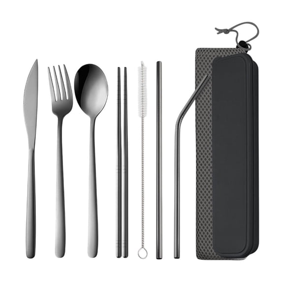 Byujiro Portable 7-Piece Utensil Set Reusable Stainless Steel Cutlery ...