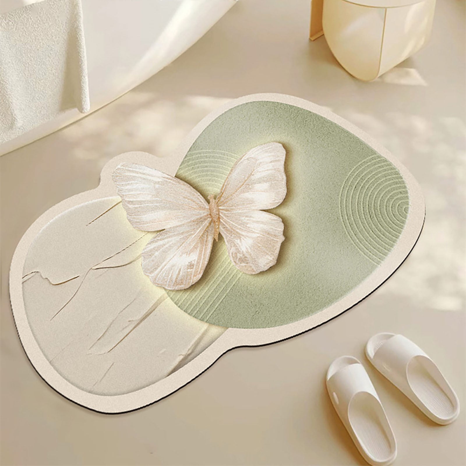 Byujiro Quick Dry Bath Mat Butterflies Carpet Bathroom Door Water ...