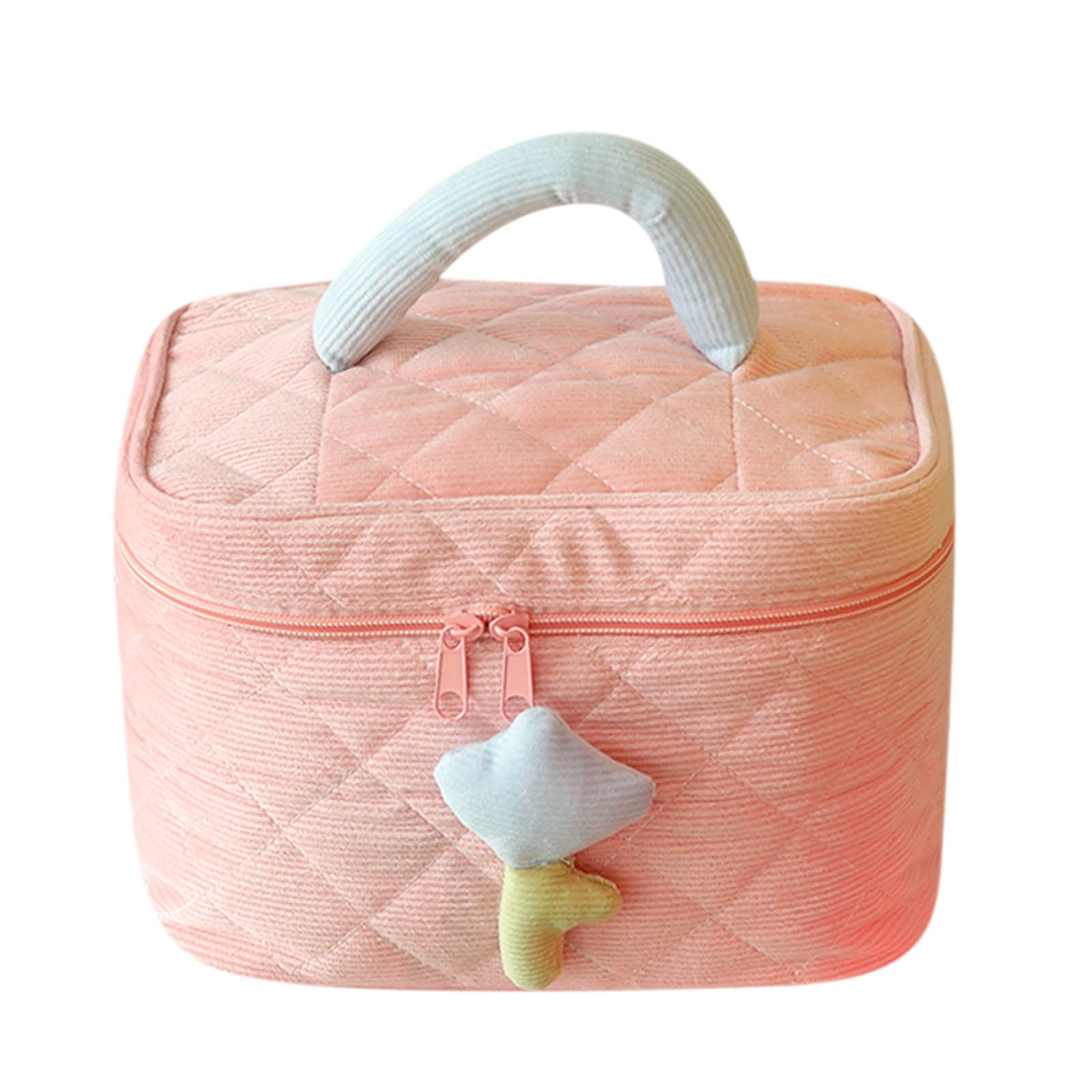 Byujiro Quilted Corduroy Cosmetic Train Case Cute Floral Accent Travel ...