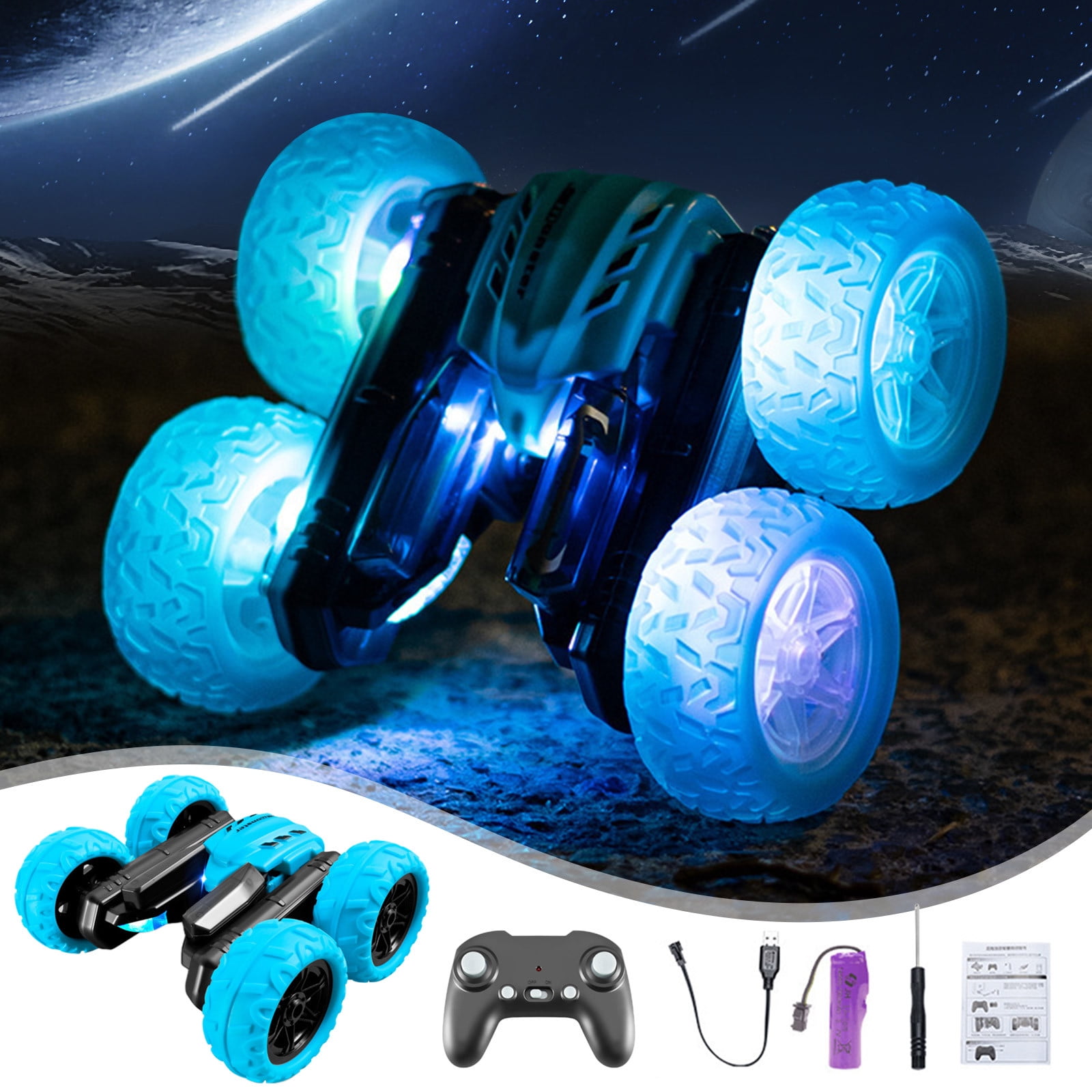 Byujiro RC Stunt for Kids Four Wheel Drive Stunt Car LED Lights Letter ...