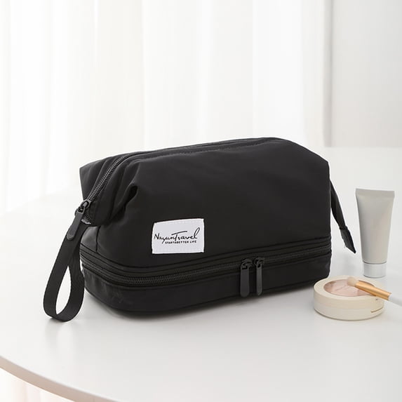 Byujiro Small Double-Layer Travel Cosmetic Pouch Dual-Zip Compact ...