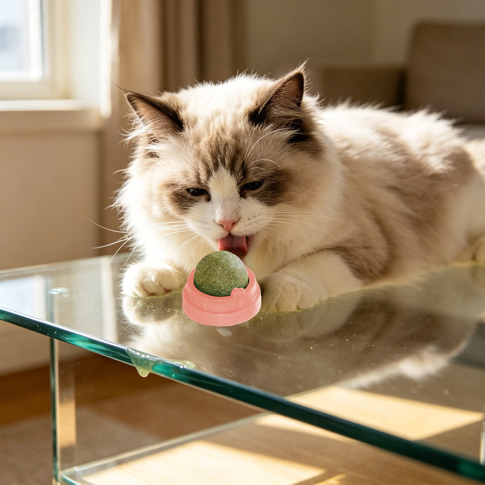 Byujiro Wall-mounted Catnip Ball Toy Lickable Edible Snack Rolling Cat ...