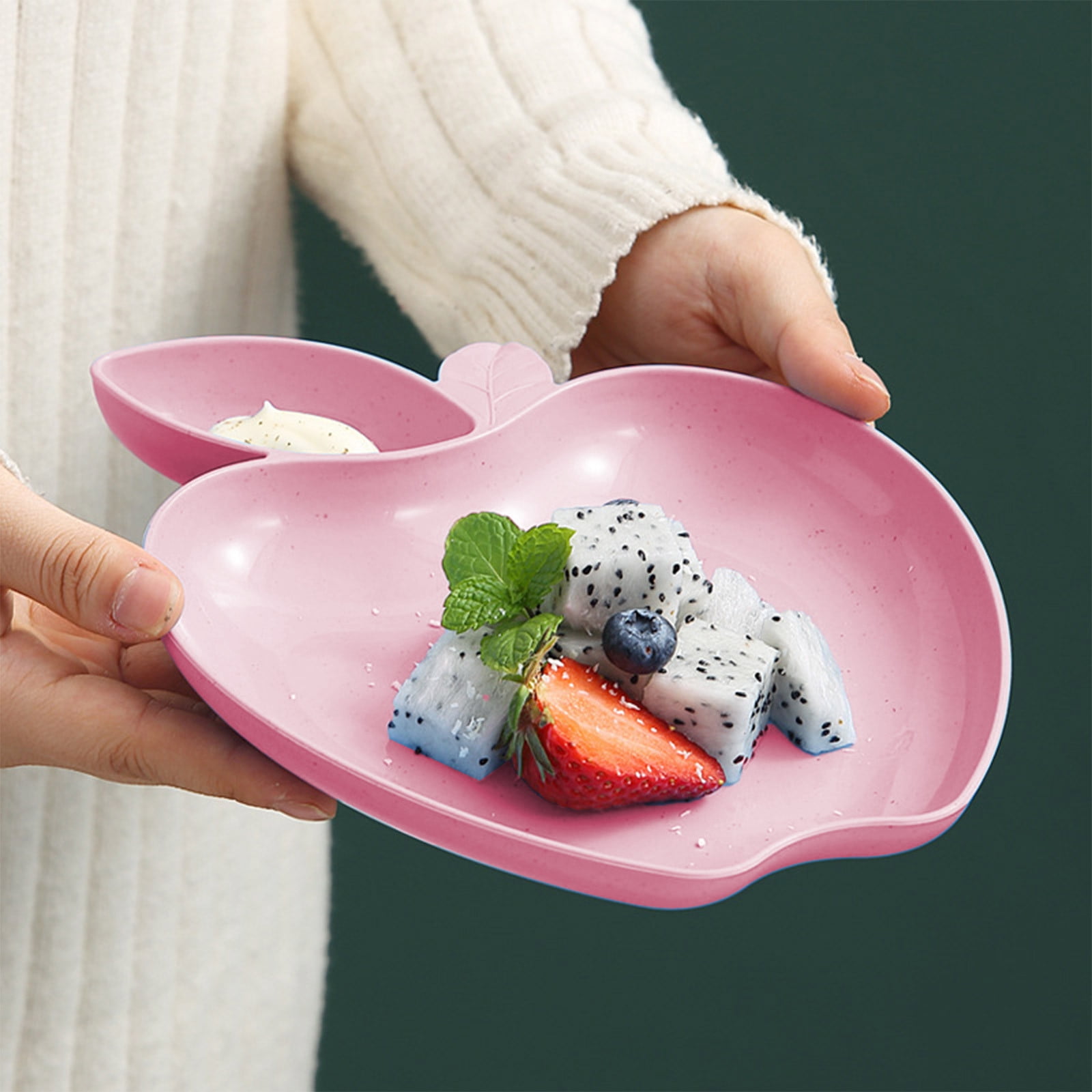 Byujiro Wheat Straw Apple-Shaped Divided Plate Multi-Use for Fruits ...